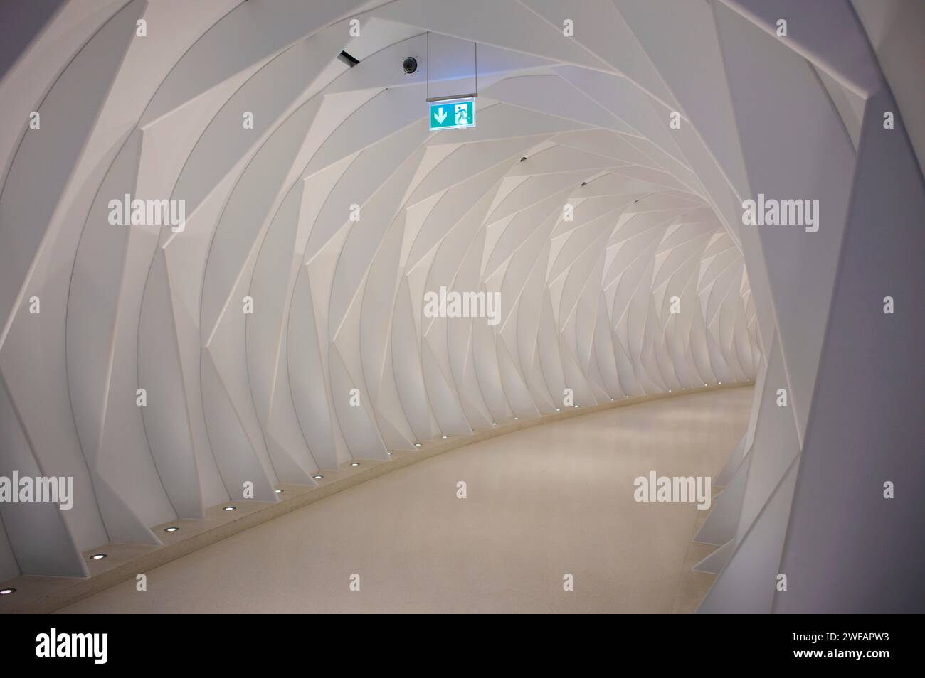 Interior view, futuristic tunnel, passageway from the Emirates Towers ...