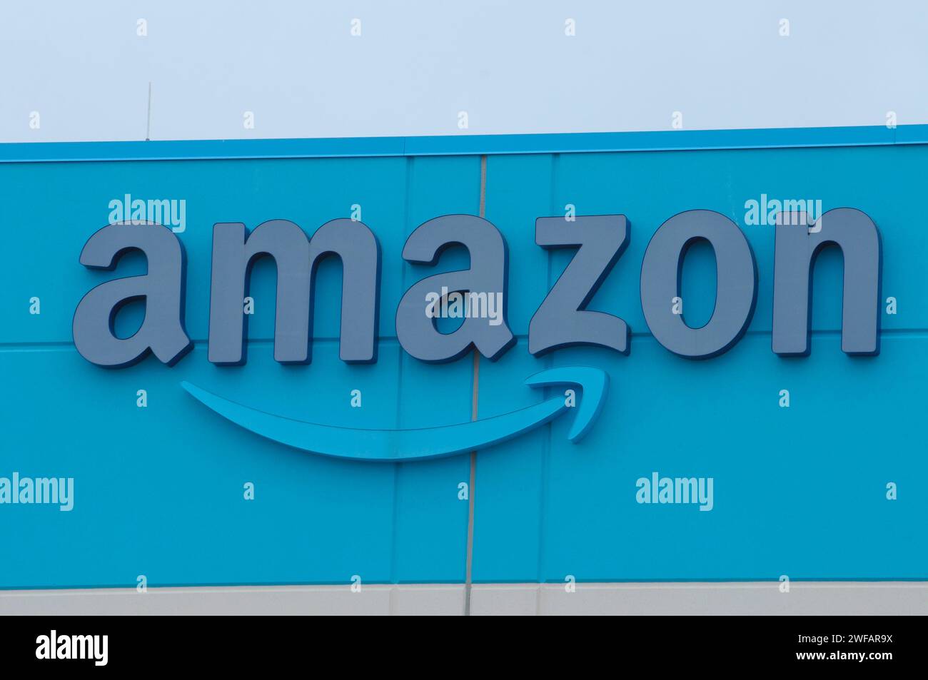 New York, United States. 29th Jan, 2024. An Amazon logo is seen on an ...