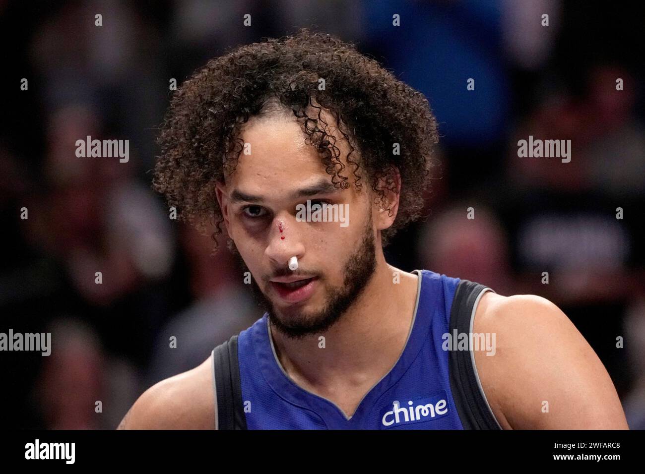 Dallas Mavericks center Dereck Lively II (2) stands on the court after ...
