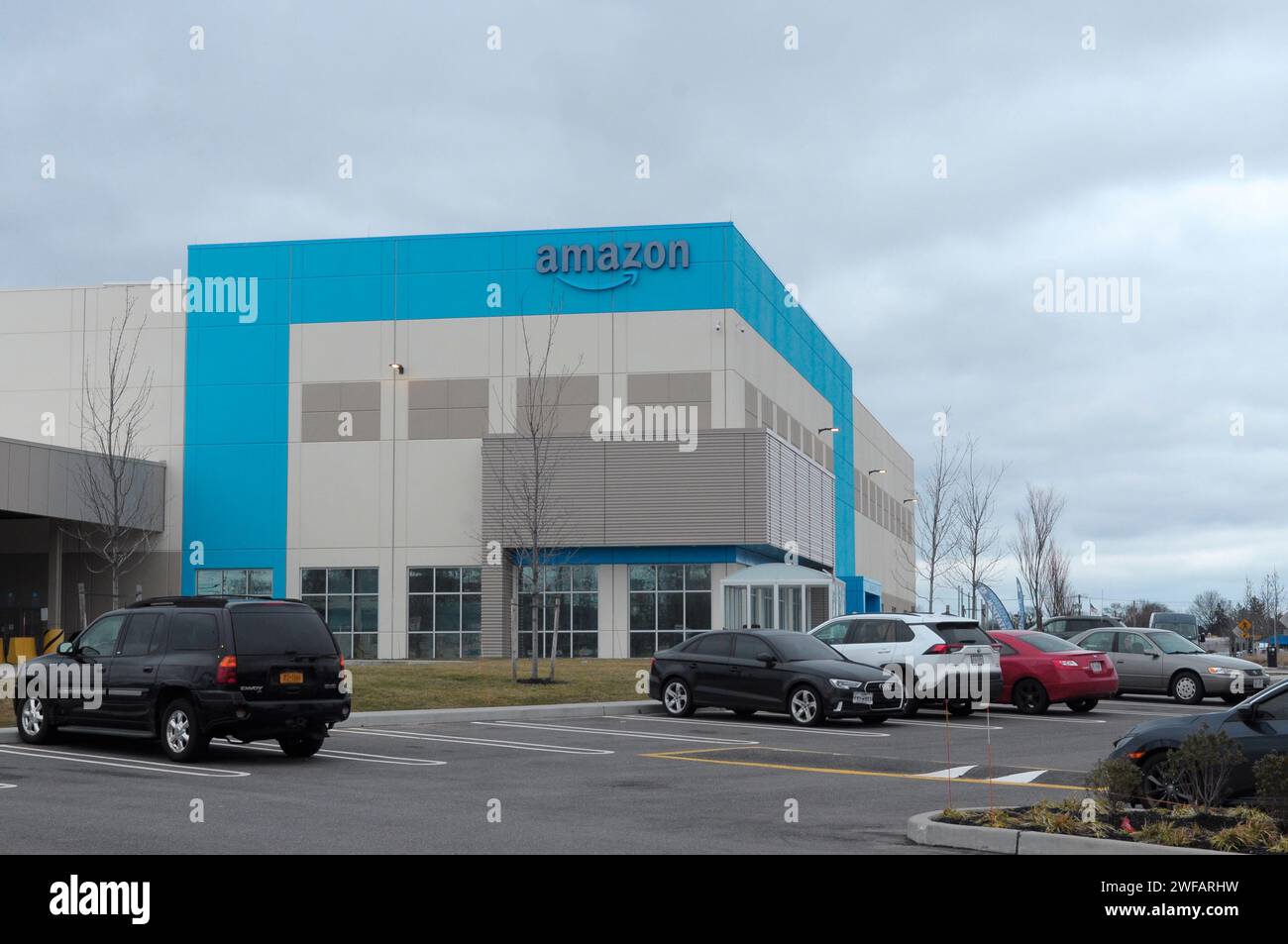 New York, United States. 29th Jan, 2024. An Amazon warehouse is seen in ...