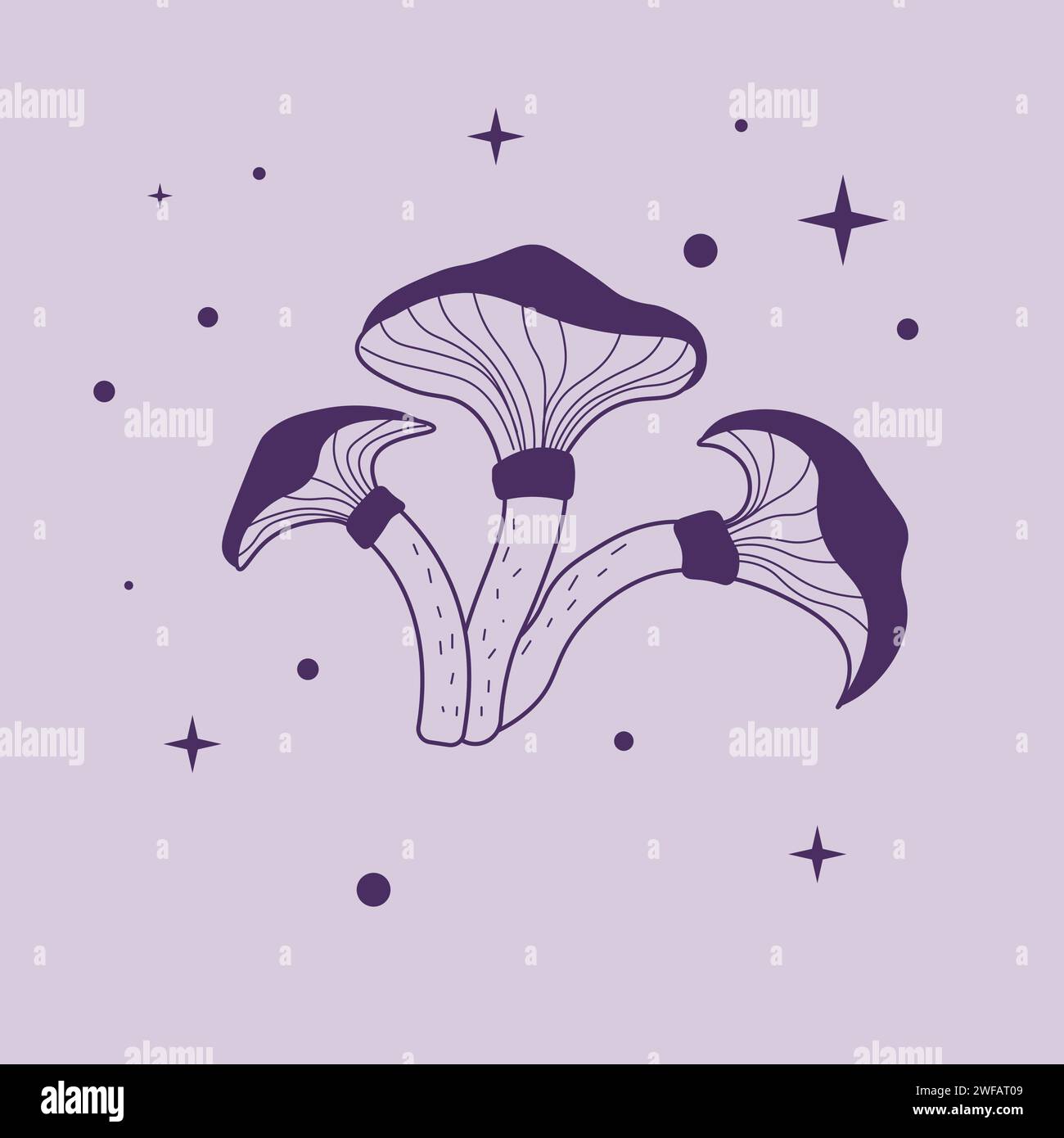 Mystical mushrooms magic floral plant, witchcraft Stock Vector Image ...