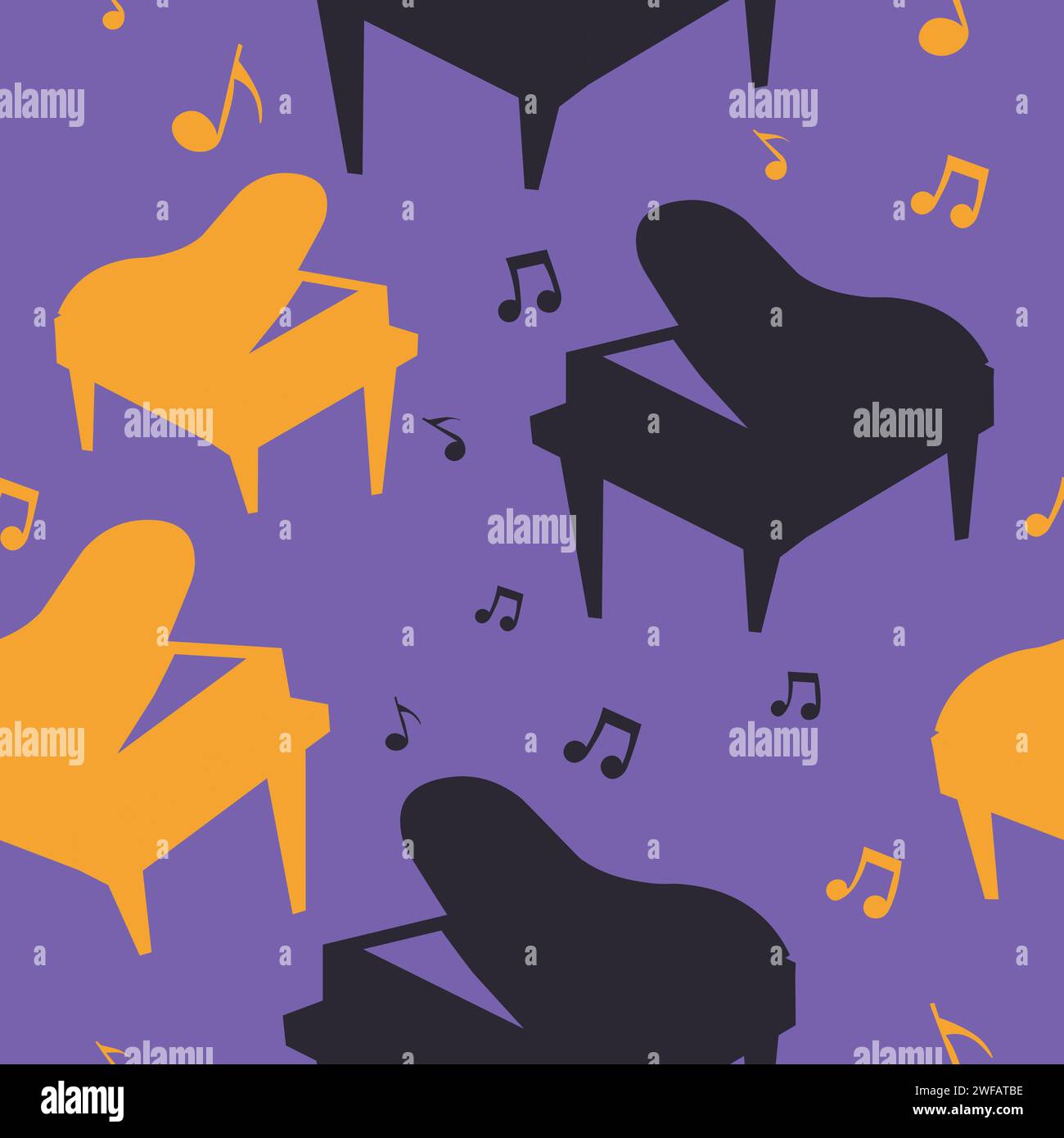 Grand piano with musical notes, seamless pattern Stock Vector Image ...