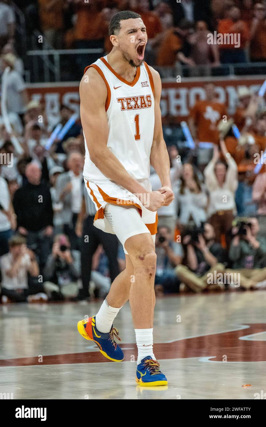 Texas, USA. 29th Jan, 2024. Dylan Disu #1 of the Texas Longhorns in ...
