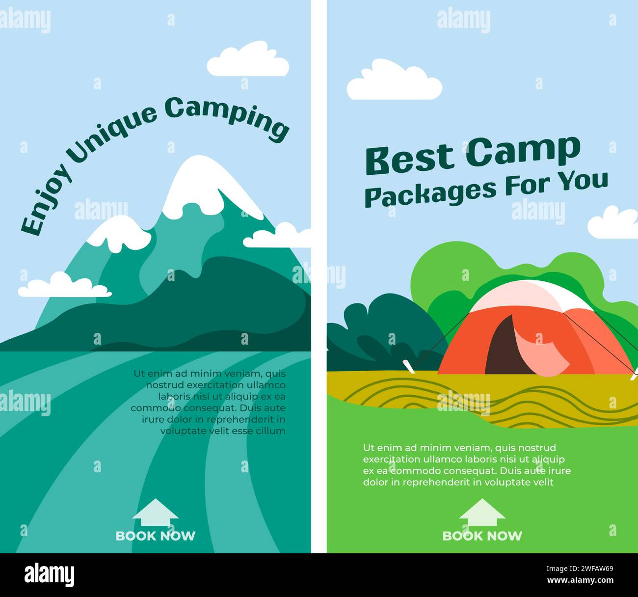 Unique camping experience, enjoy your trip vector Stock Vector Image ...