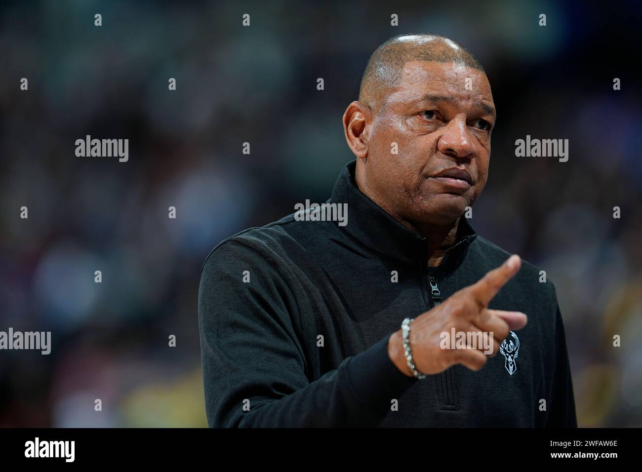 Milwaukee Bucks head coach Doc Rivers points to the bench in the second ...
