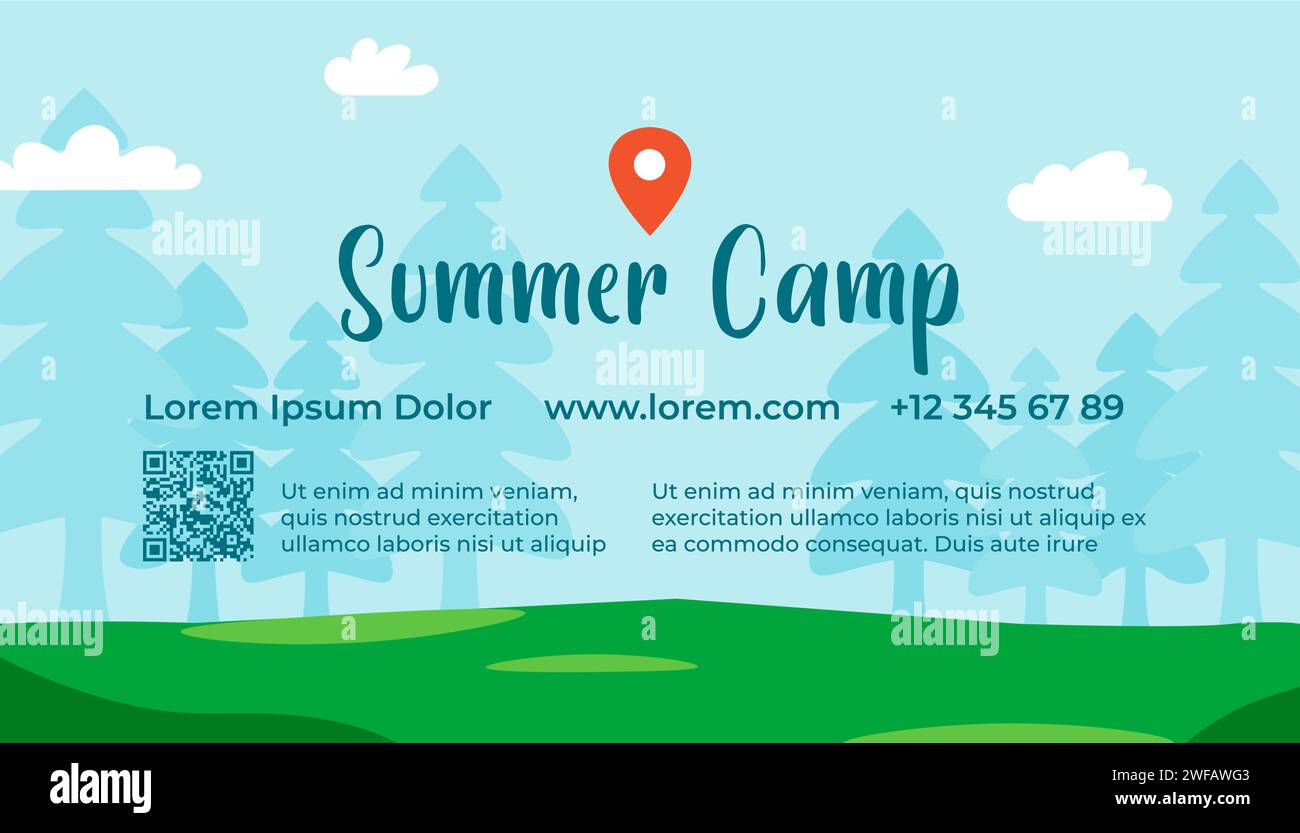 Summer camp business card with contact information Stock Vector Image ...