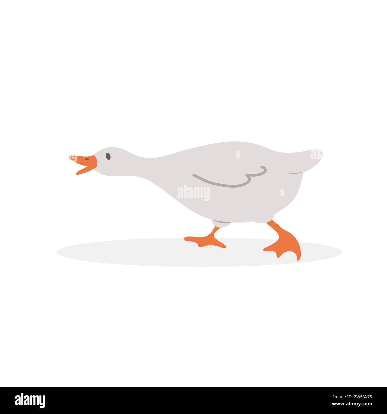 Cute goose. Hand drawn grey duck on farm. Domestic fowl. Vector ...