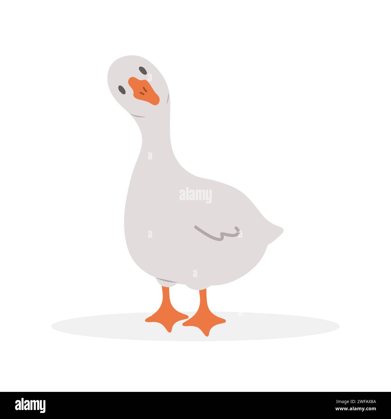 Cute goose. Hand drawn grey duck on farm. Domestic fowl. Vector ...