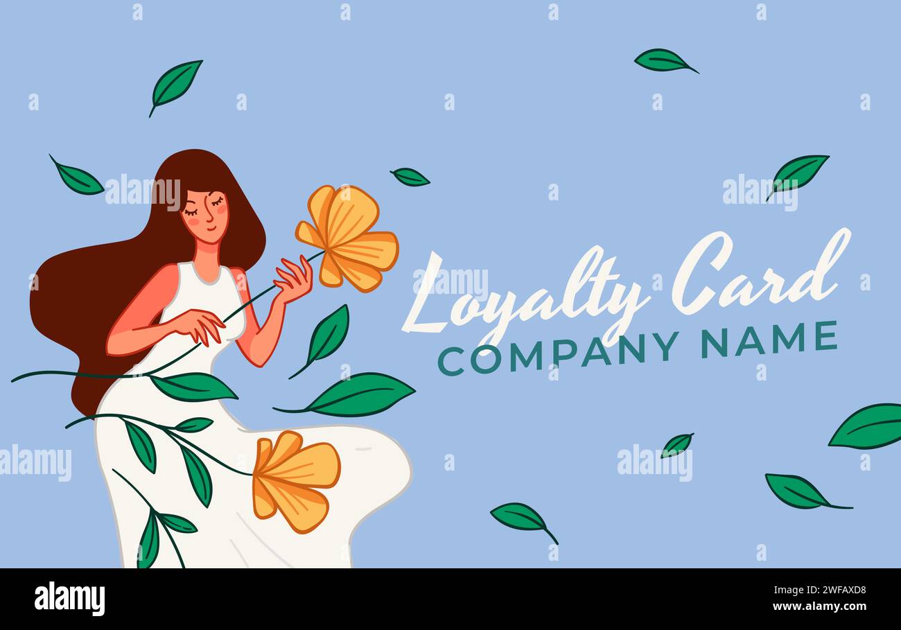 Loyalty card for clients of flower shop, vector Stock Vector Image ...