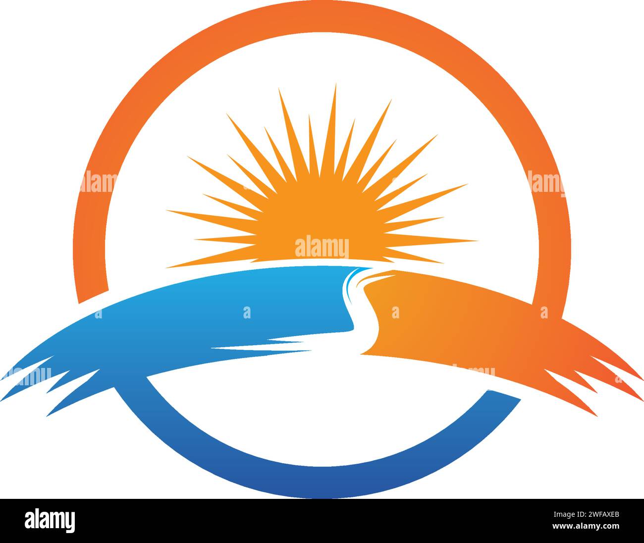 Vector Icon Logo Template Sun over horizon Stock Vector Image & Art - Alamy