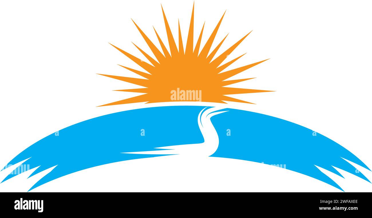 Vector Icon Logo Template Sun over horizon Stock Vector Image & Art - Alamy