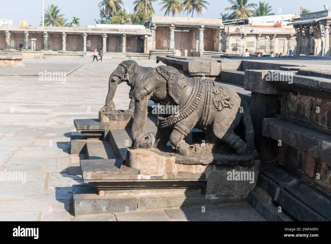 Belur, Karnataka, India - January 9 2023: Beautiful elephant sculptures ...