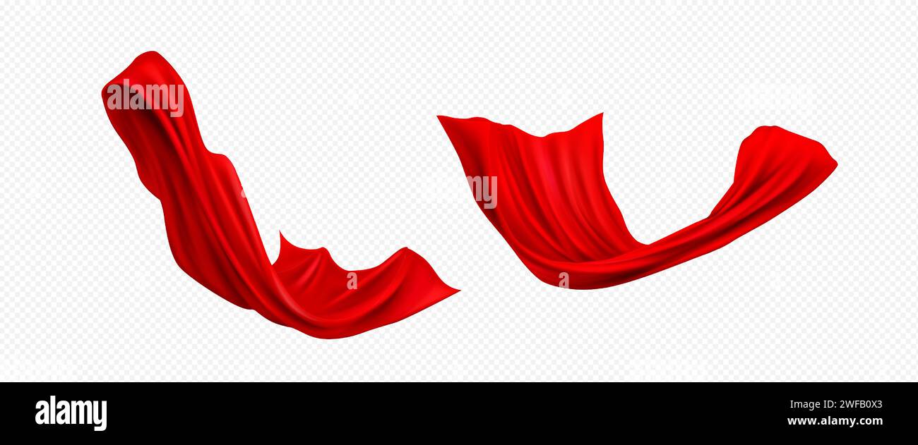 Realistic red cape and cloak floating in air on transparent background ...