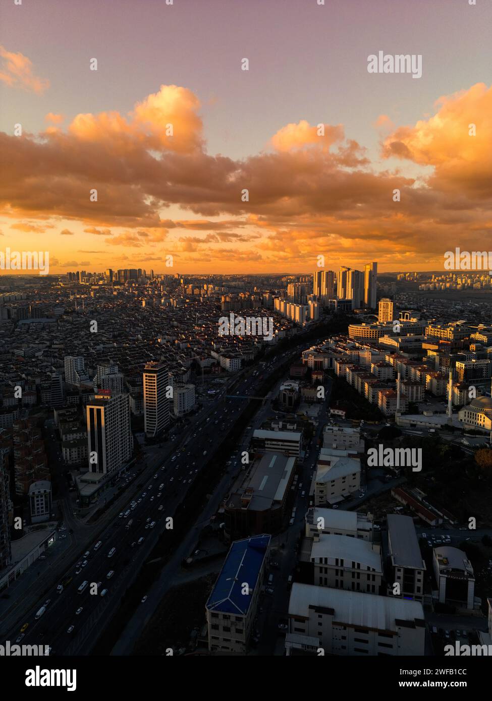 golden hour Istanbul tall buildings Stock Photo - Alamy