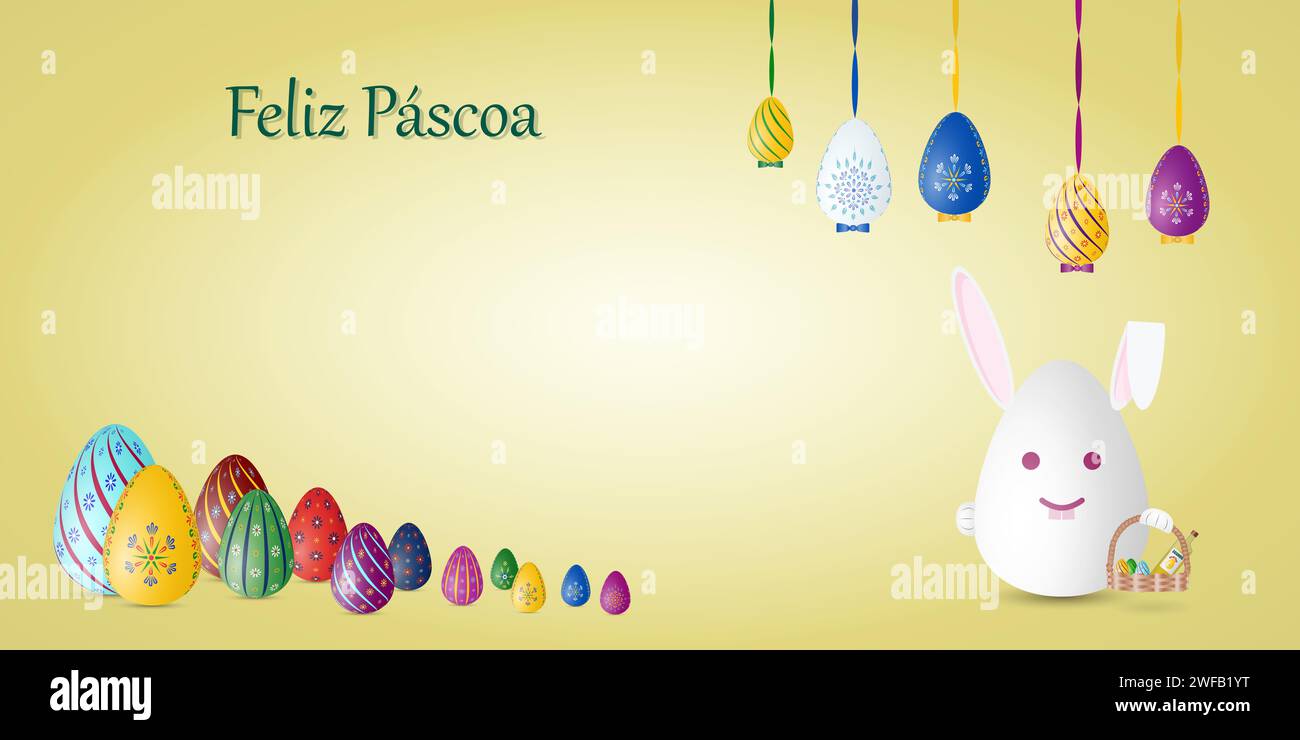 Happy Easter postcard or greeting card in Portuguese language, with ...