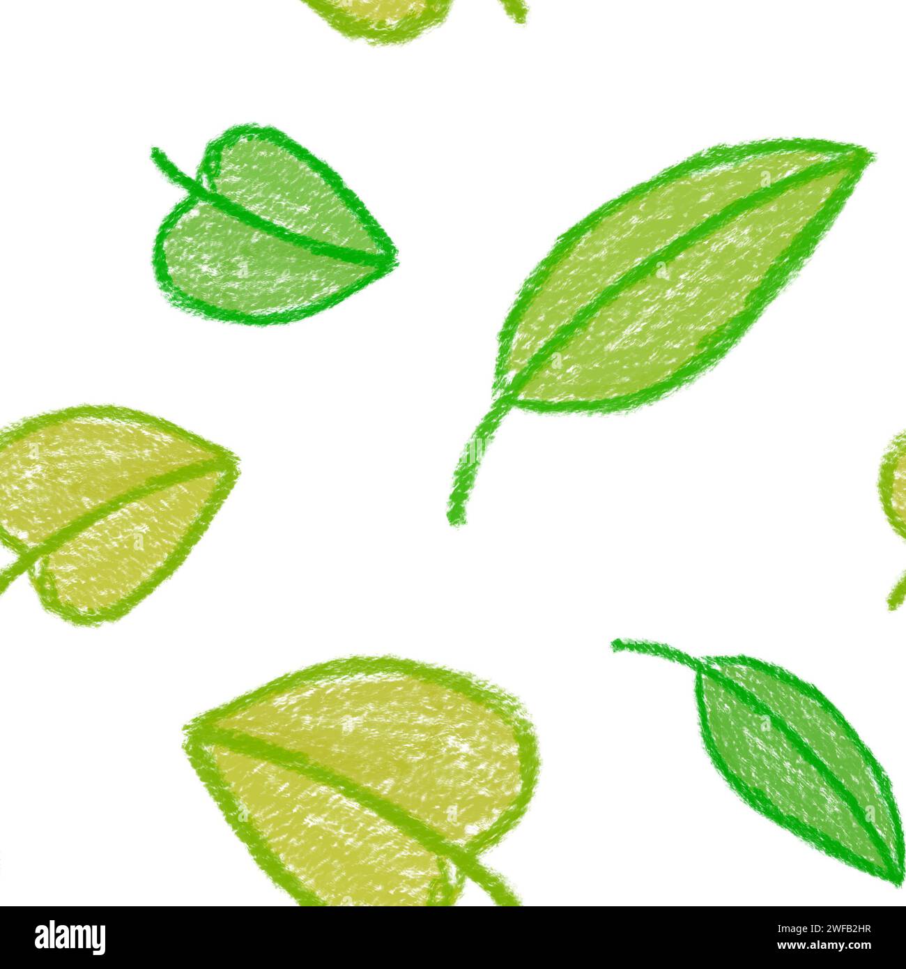 Seamless pattern with hand-drawn children's leaves on a white ...