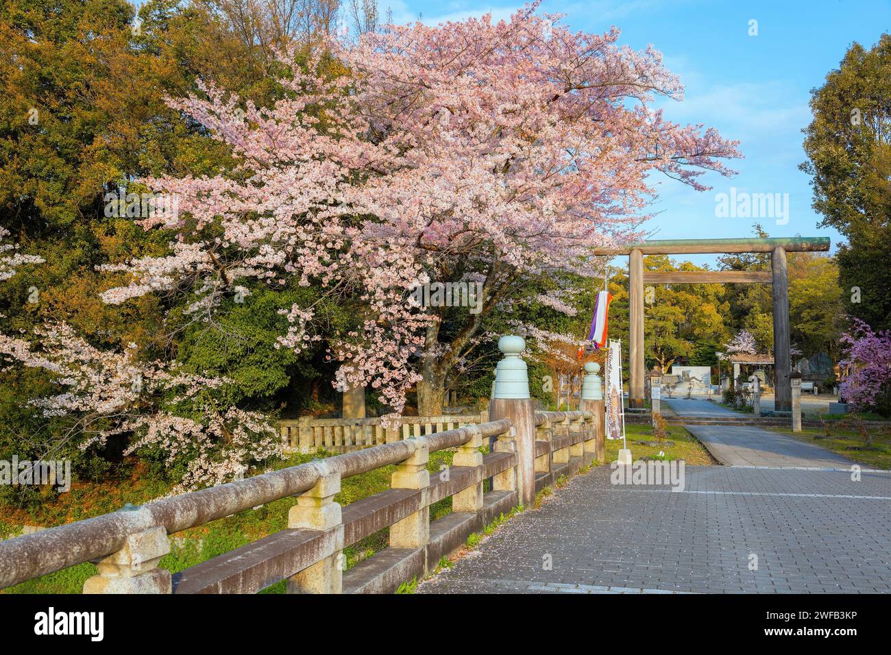 Shiga, Japan - April 3 2023: Shiga Prefecture Gokoku Shinto shrine ...