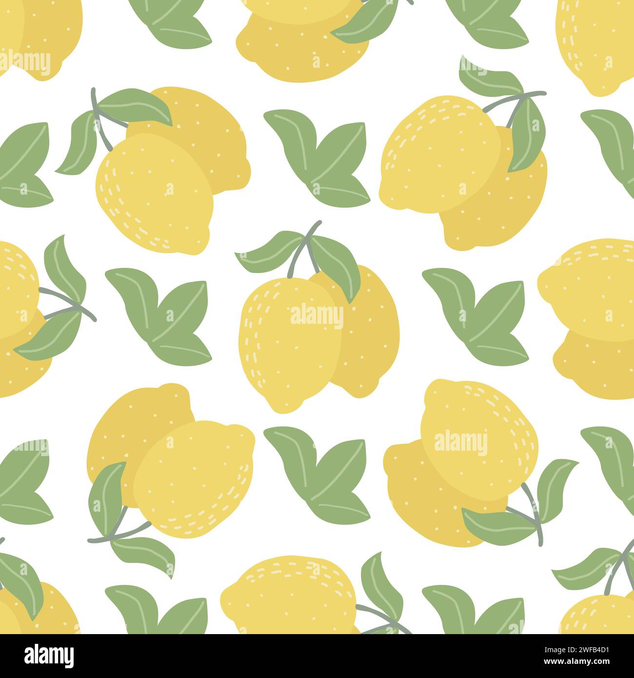 Bright ripe lemons and foliage seamless pattern. Tropical citrus background. Fruit summer print ...