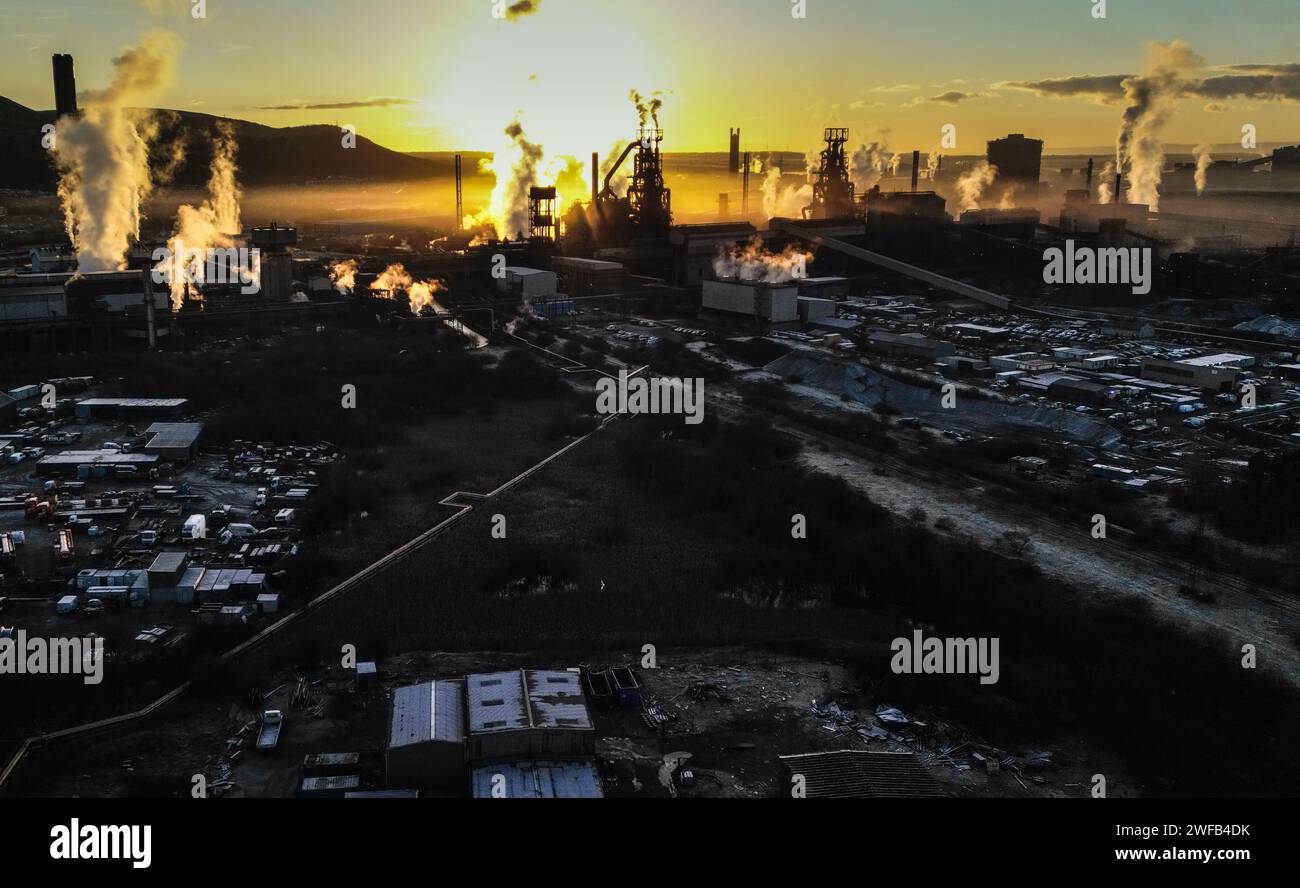 Aerial view port talbot steelworks hi-res stock photography and images ...