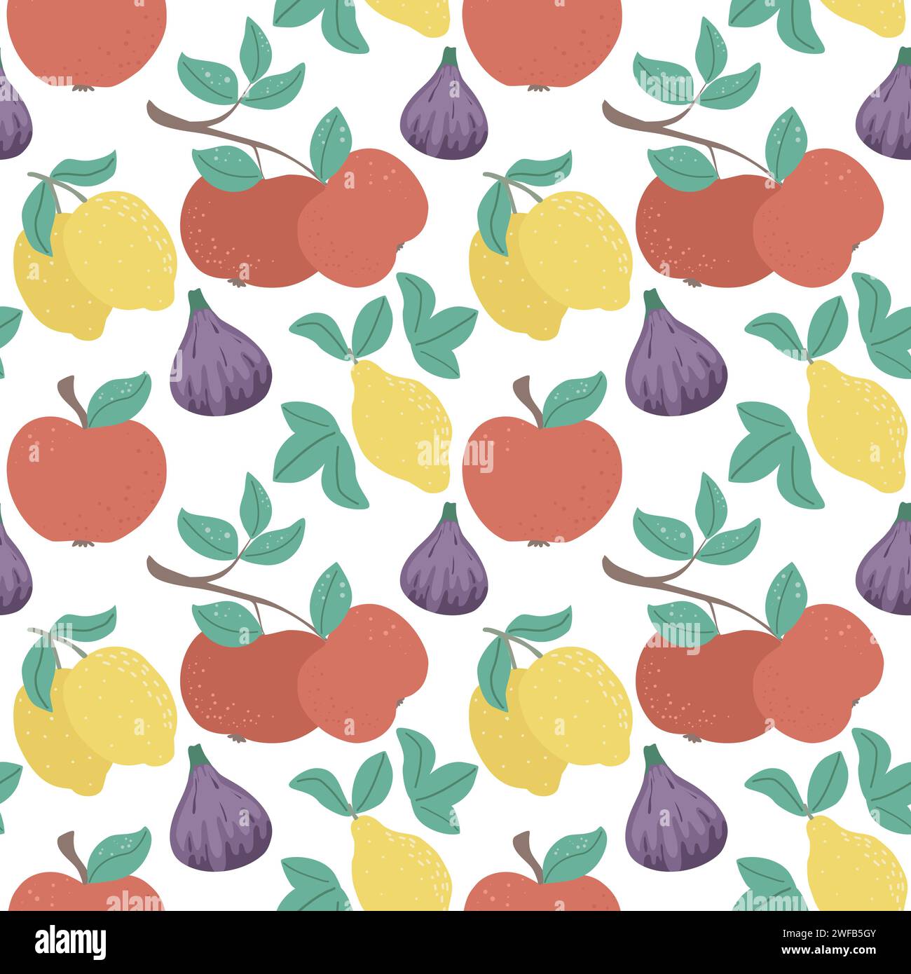 Summer fruit seamless pattern vector illustration. Background with ...