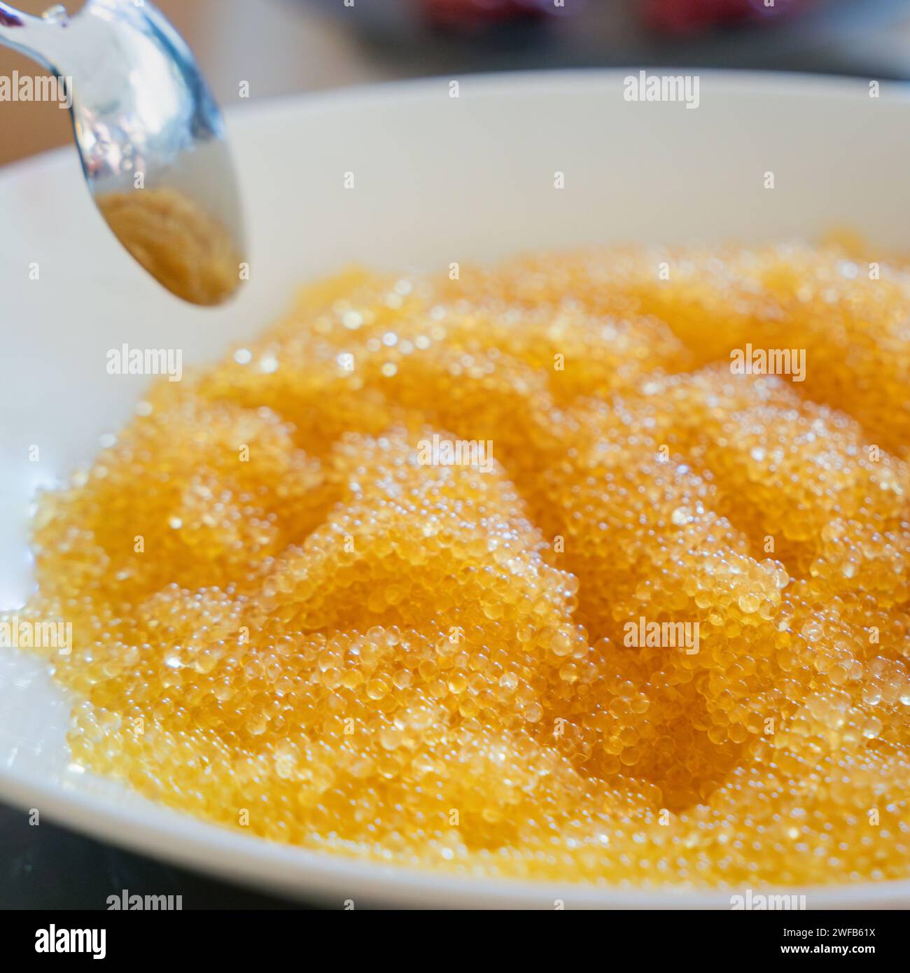 Seafood, background for design. Pike caviar or roe on the plate Stock ...