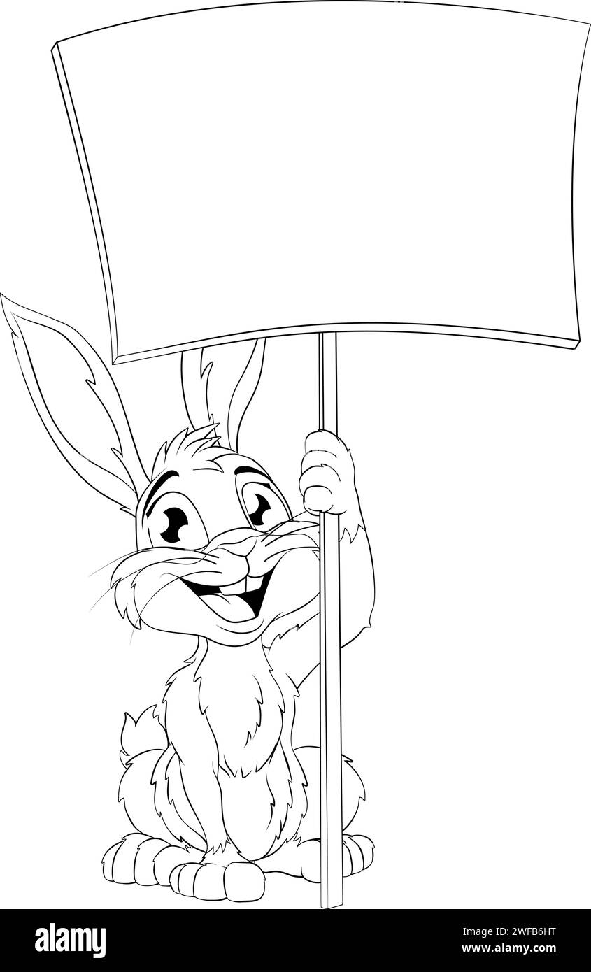 Easter Bunny Rabbit Holding a Sign Cartoon Stock Vector Image & Art - Alamy