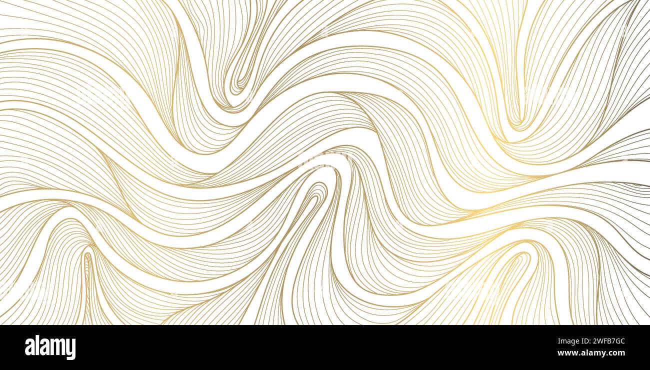 Vector gold waves abstract pattern, luxury curve premium background ...