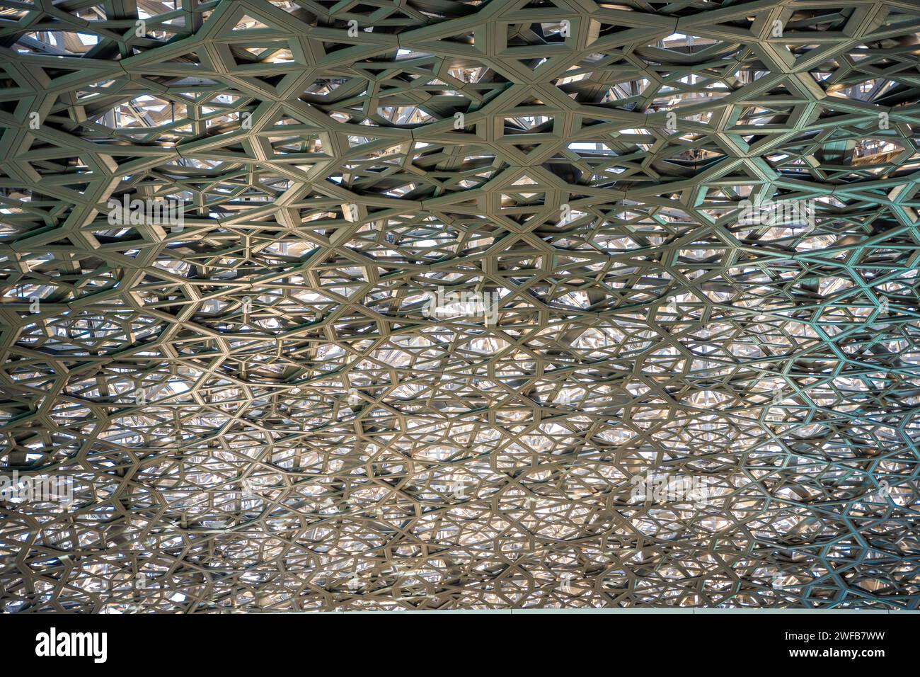 Abu Dhabi, UAE - December 6, 2023: Interior of Louvre, Dome in the form ...
