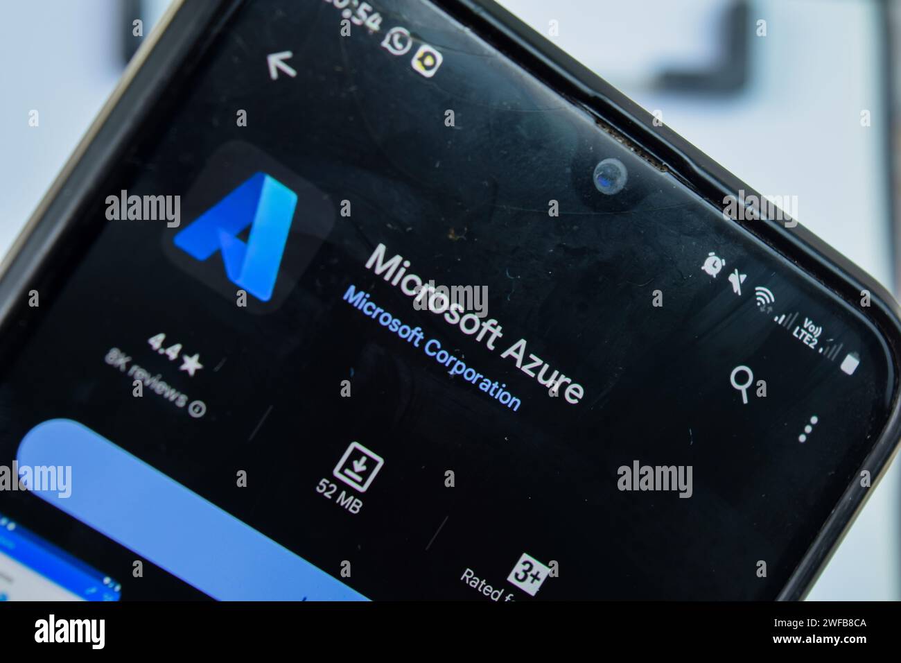 Microsoft Azure application on Smartphone screen. Azure is a freeware ...