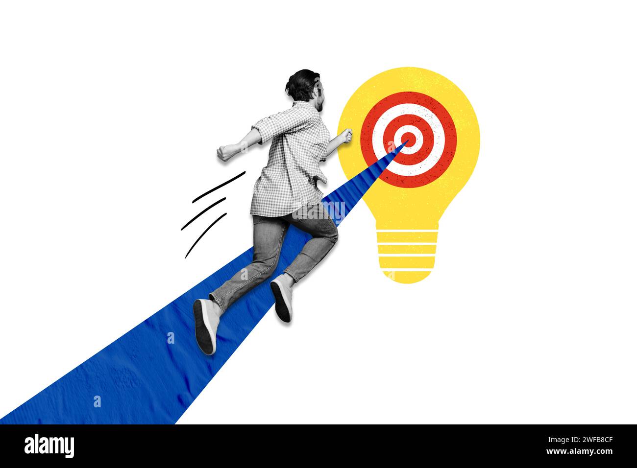 Creative collage picture illustration monochrome effect excited hurry ...