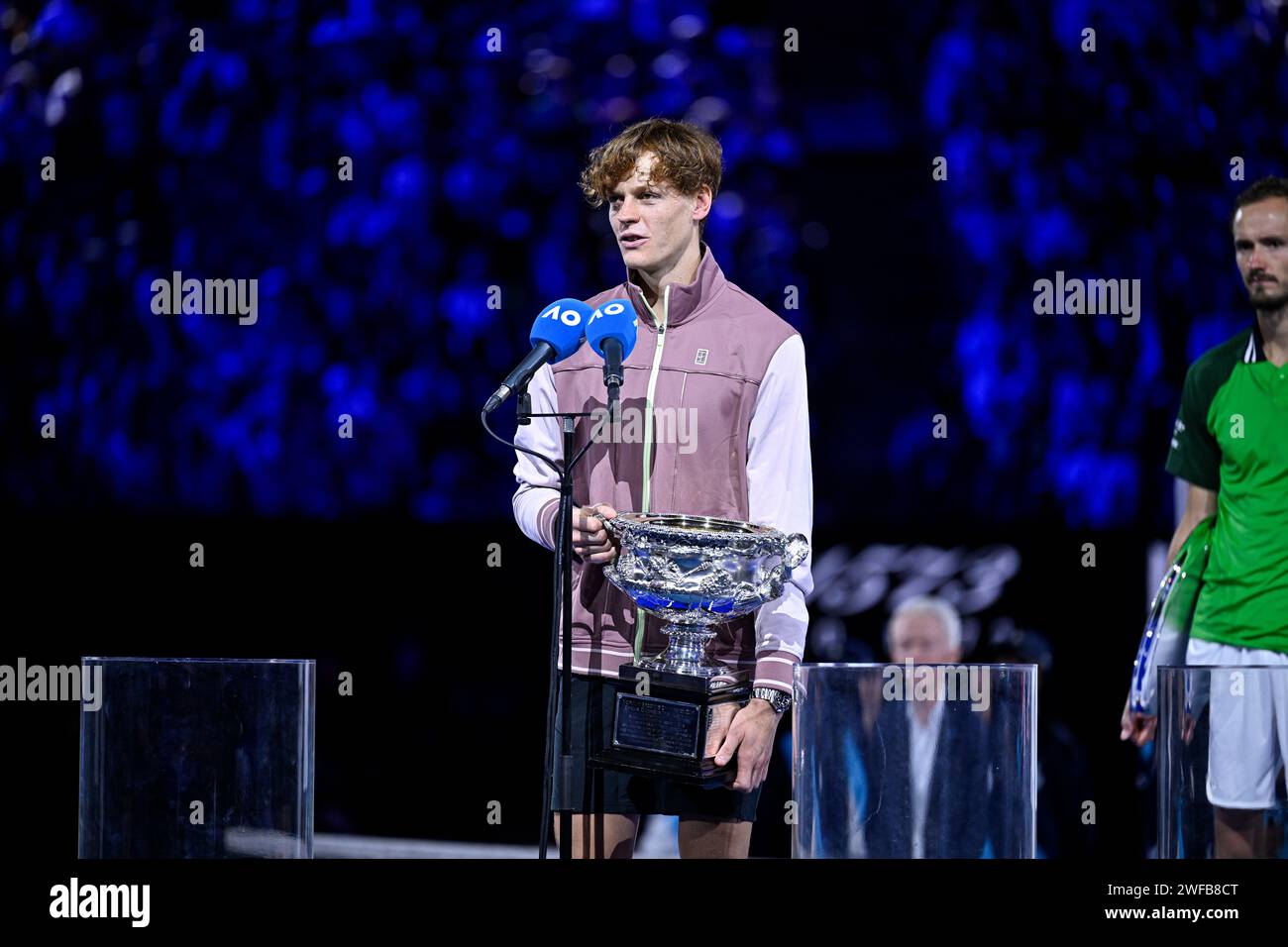 Jannik Sinner of Italy during the Australian Open AO 2024 men's final Grand Slam tennis ...