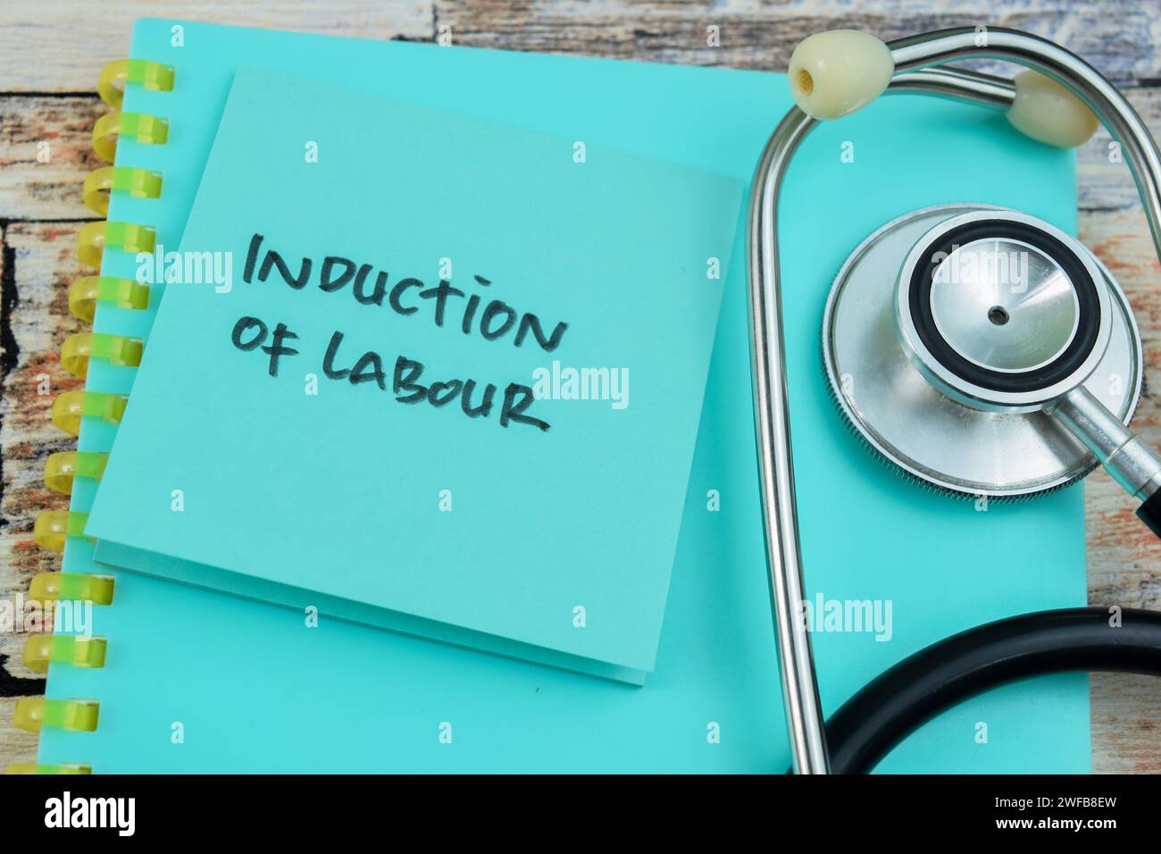 Concept of Induction of Labour write on sticky notes isolated on Wooden ...