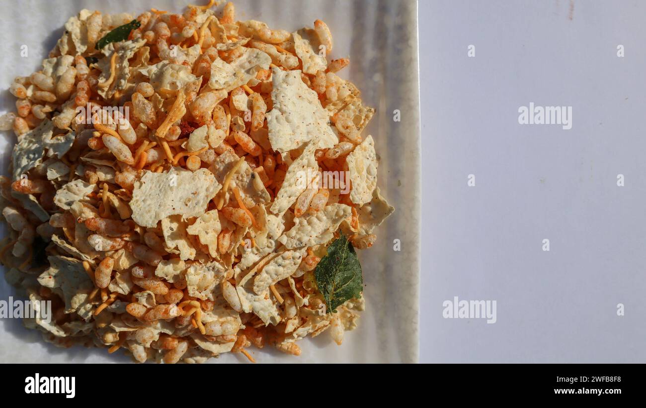 Crispy and crunchy Papad Mamra or Papad chavanu mixture of puffed rice ...