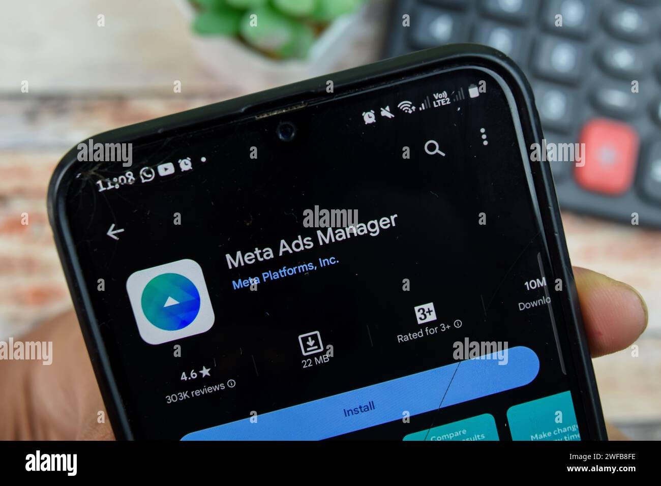 Meta Ads Manager application on Smartphone screen. Meta ads is a ...