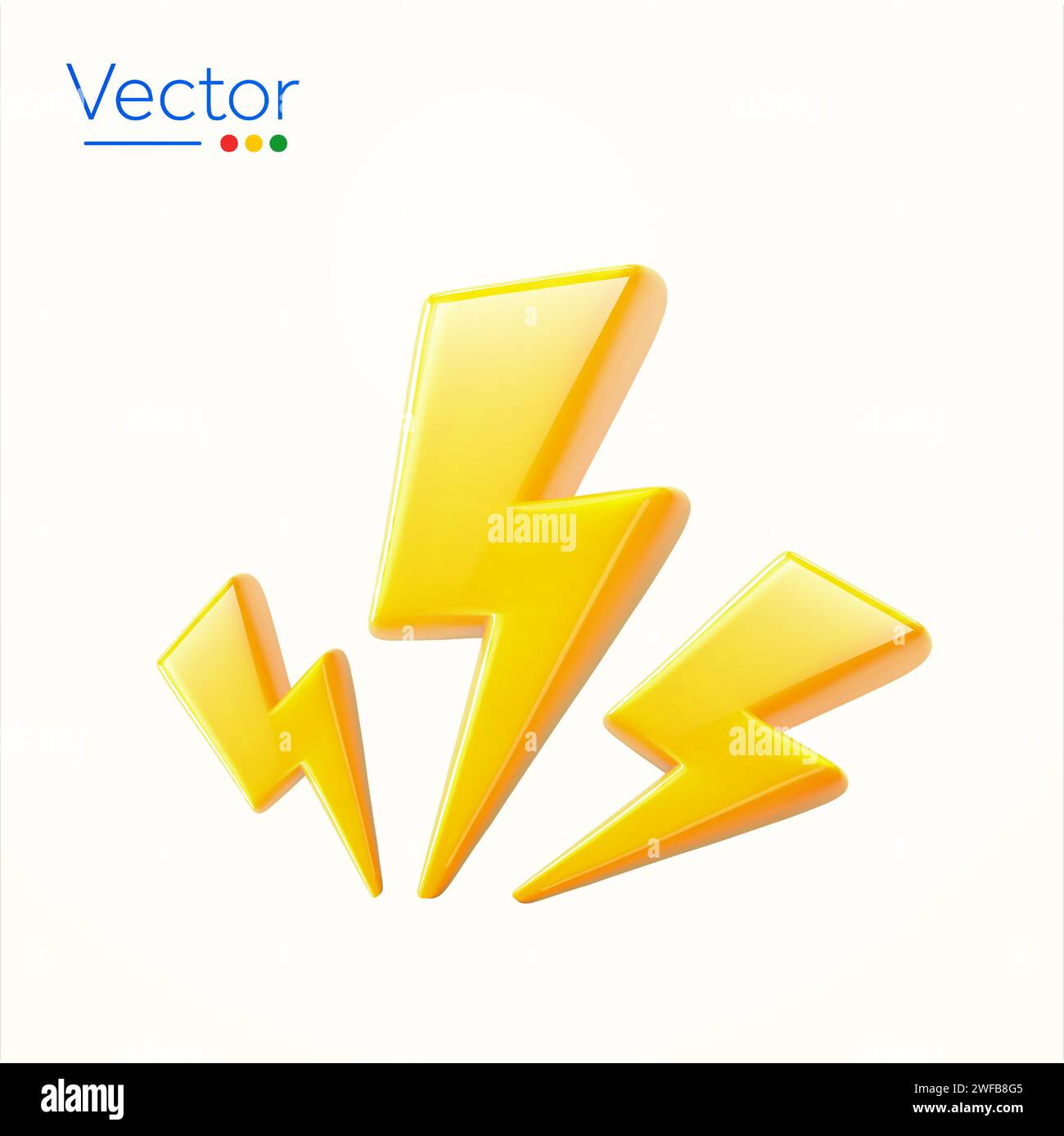 3d rendered flash lightnings icon, isolated on white background ...