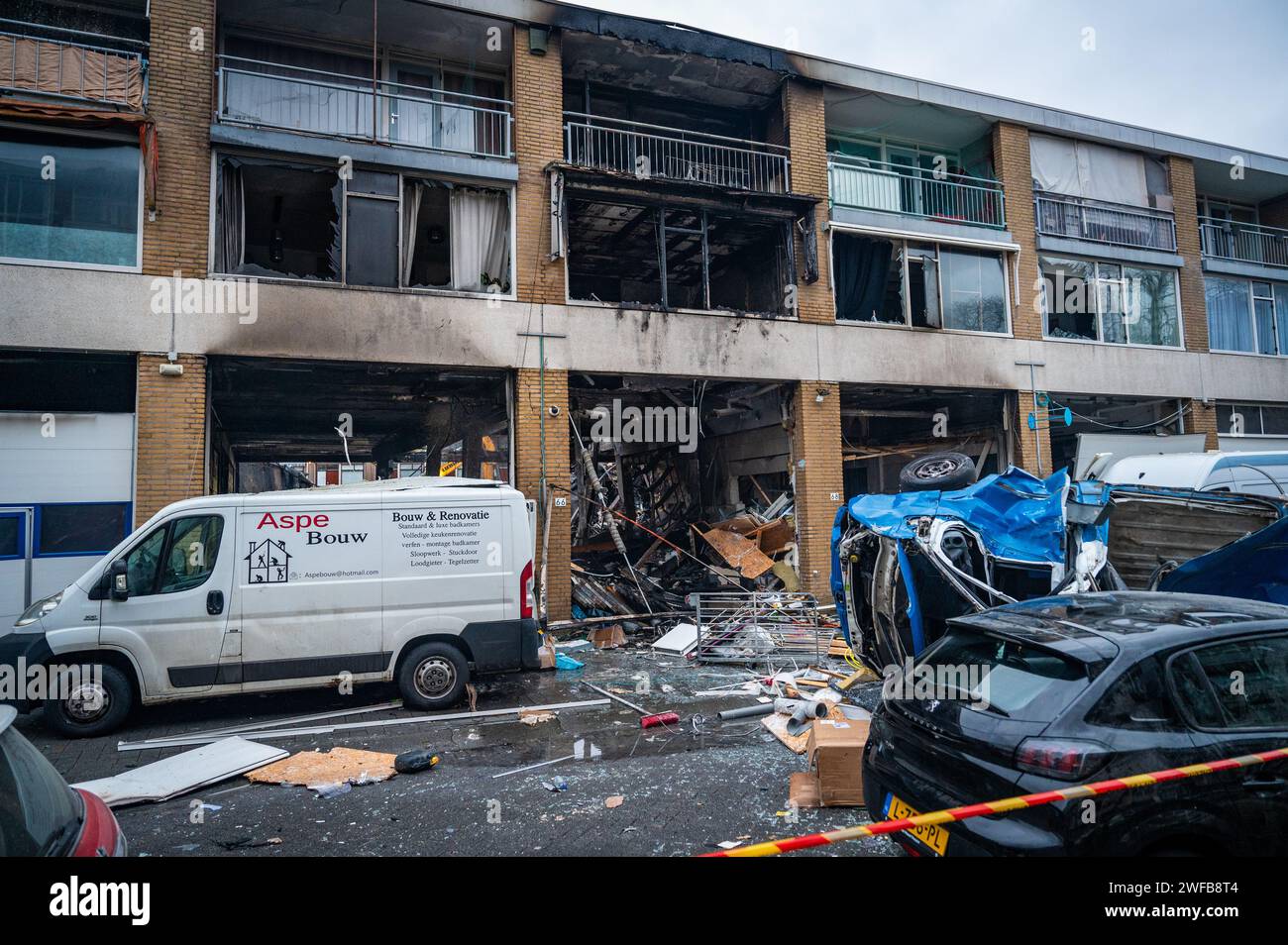 Rotterdam, Netherlands. 30 January, 2024. Damage to an apartment ...