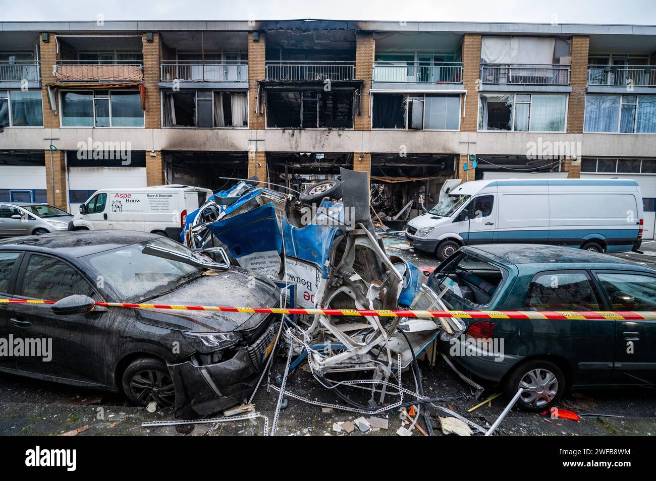 Rotterdam, Netherlands. 30 January, 2024. Damage to an apartment ...