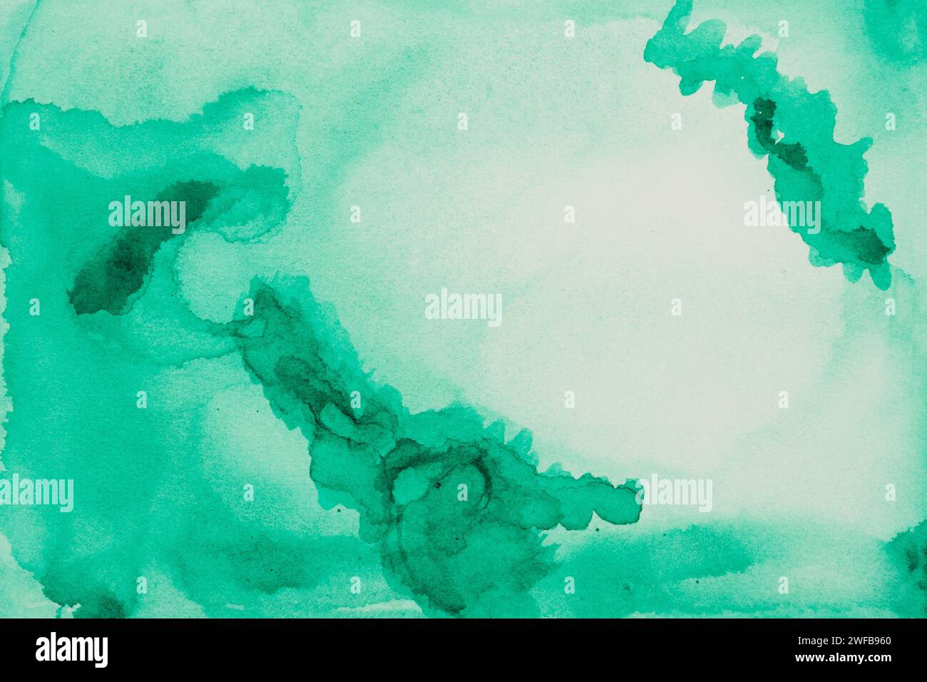 Watercolor painting green background, in style of abstract ink art ...