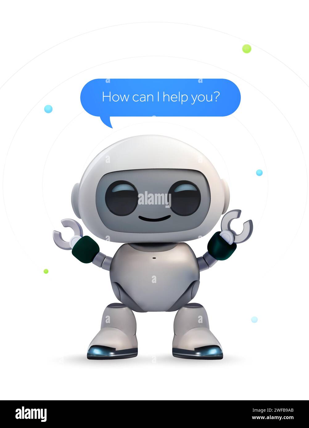 3d smart and cute modern robot or AI help desk banner template. Chatbot ...