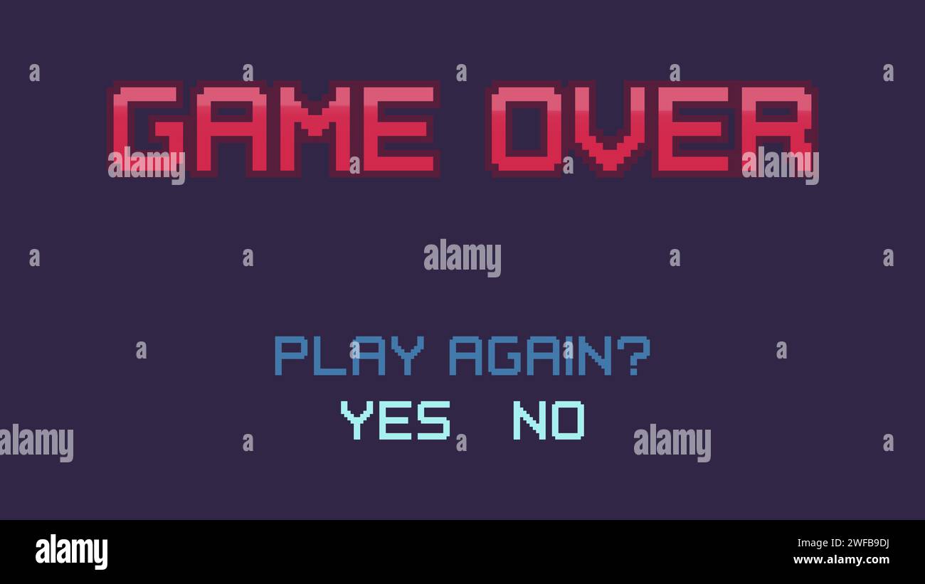 Pixel art Game Over inscription. Message on the video game screen ...