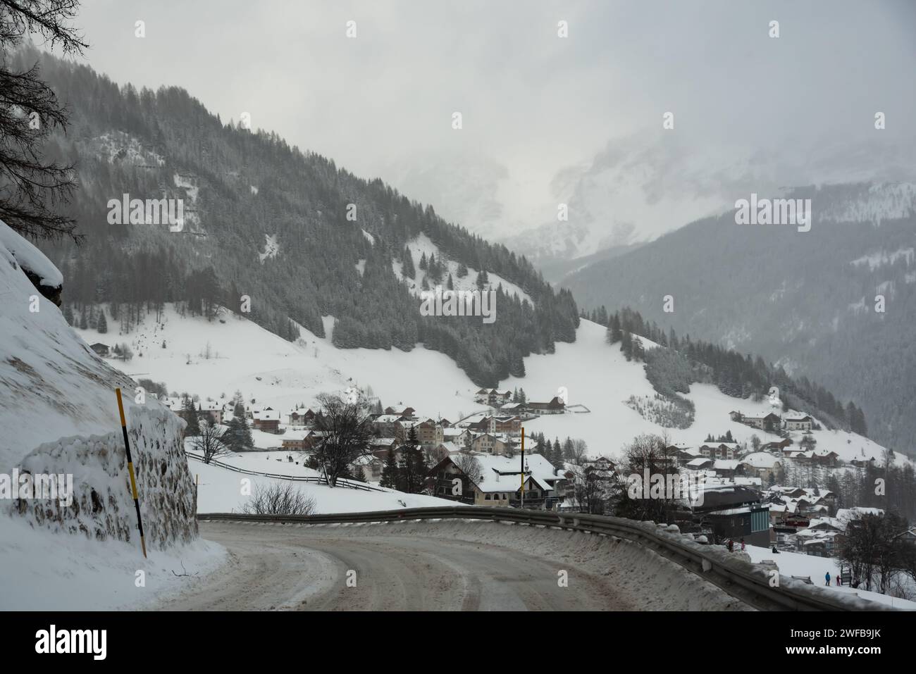 Bad winter weather in mountains, winter road Stock Photo - Alamy