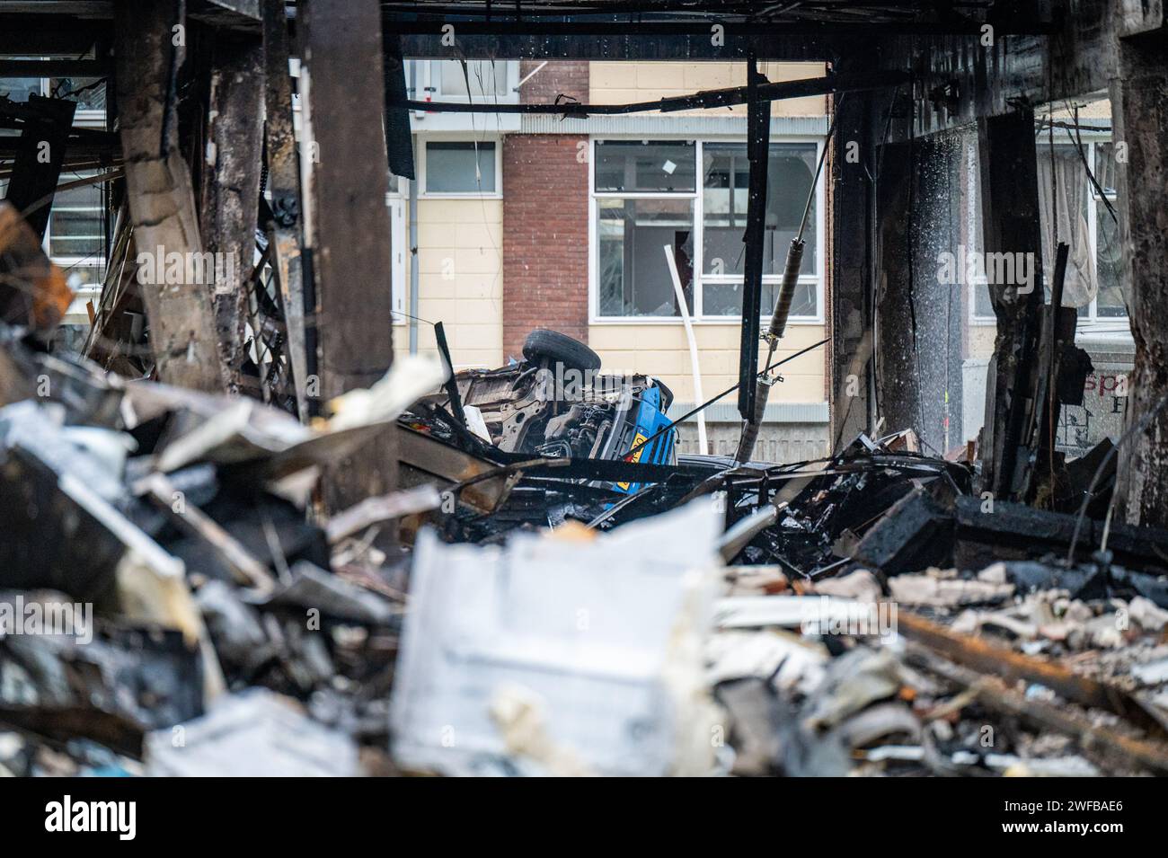 Rotterdam, Netherlands. 30 January, 2024. Damage to an apartment ...