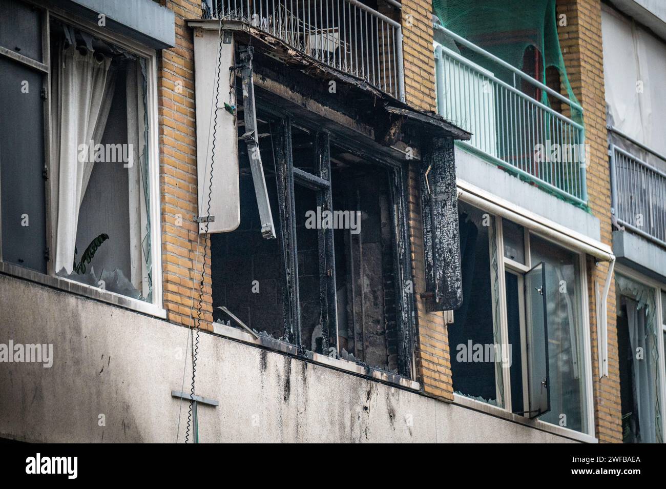 Rotterdam, Netherlands. 30 January, 2024. Damage to an apartment ...