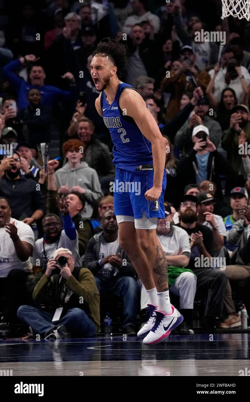 Dallas Mavericks' Dereck Lively II celebrates after dunking during an ...