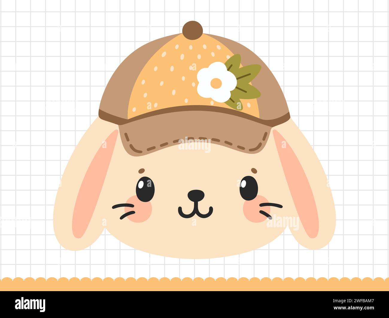 Rabbit face with a cap. Little bunny in cartoon style. Vector ...