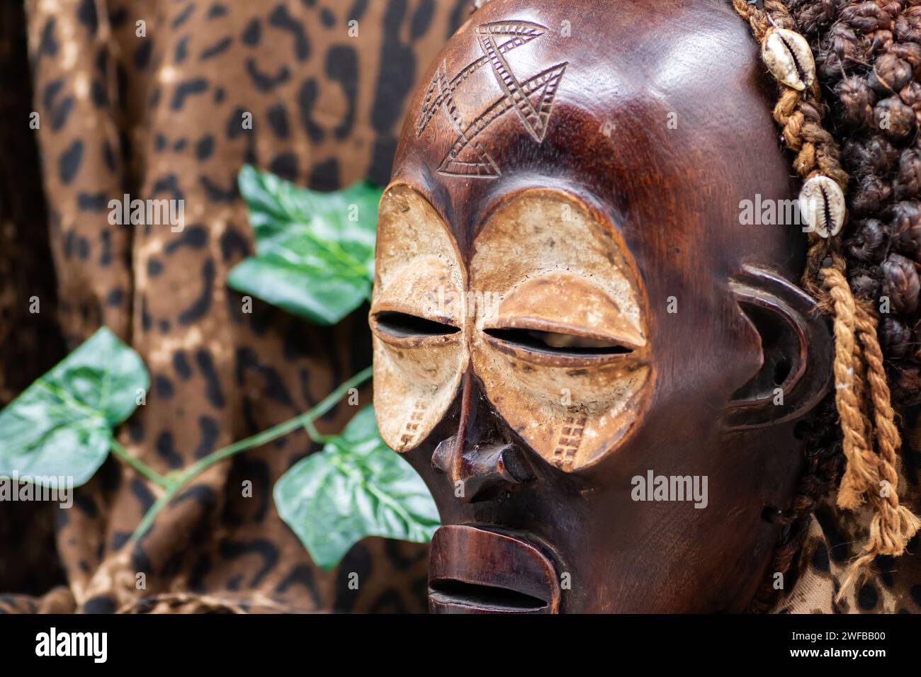 Wooden tribal African mask from Uganda, for family or personal ...
