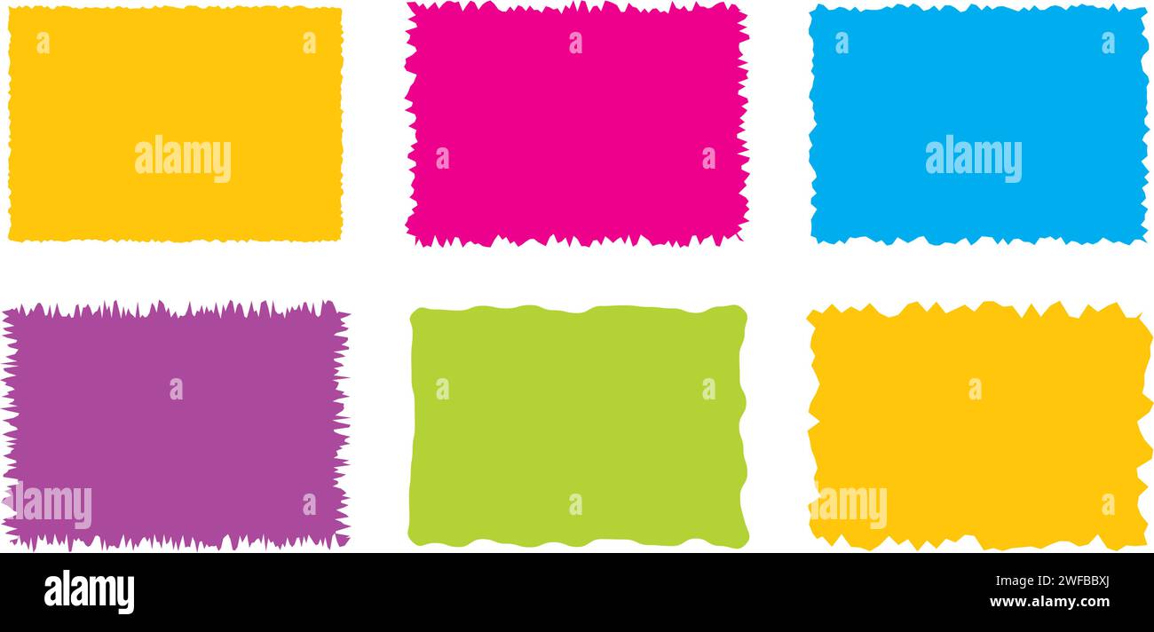 Jagged rectangle. Bright color simple shapes. Rectangle paper template ...