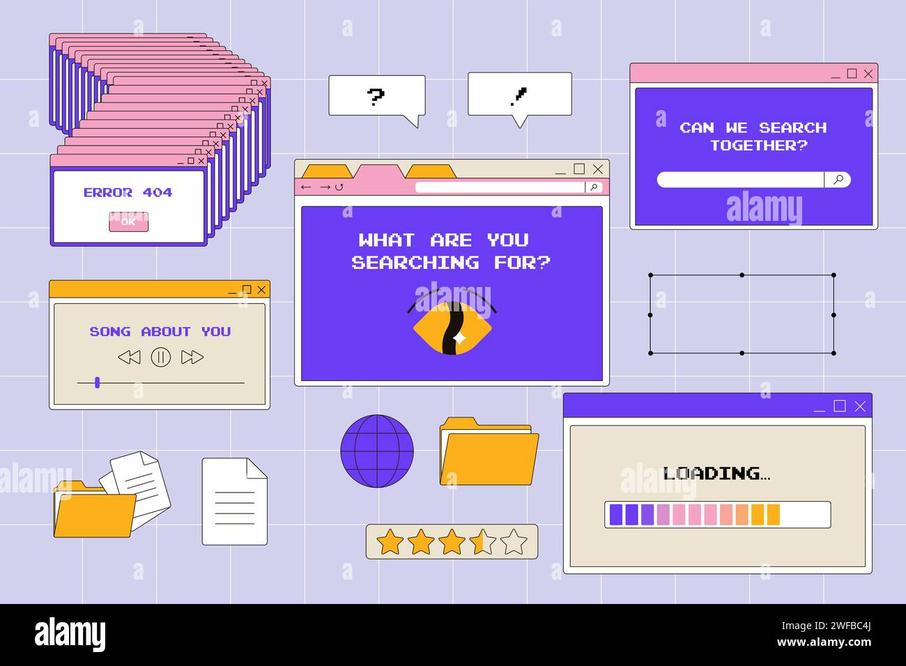 y2k interface, retro groovy psychedelic, windows browser, computer interface, search ...