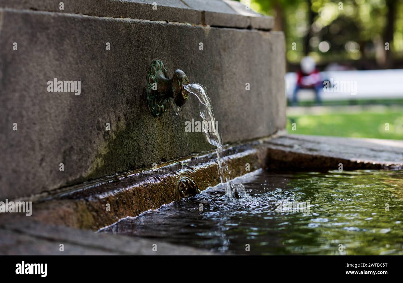 Fountain spraying water in pond hi-res stock photography and images - Alamy
