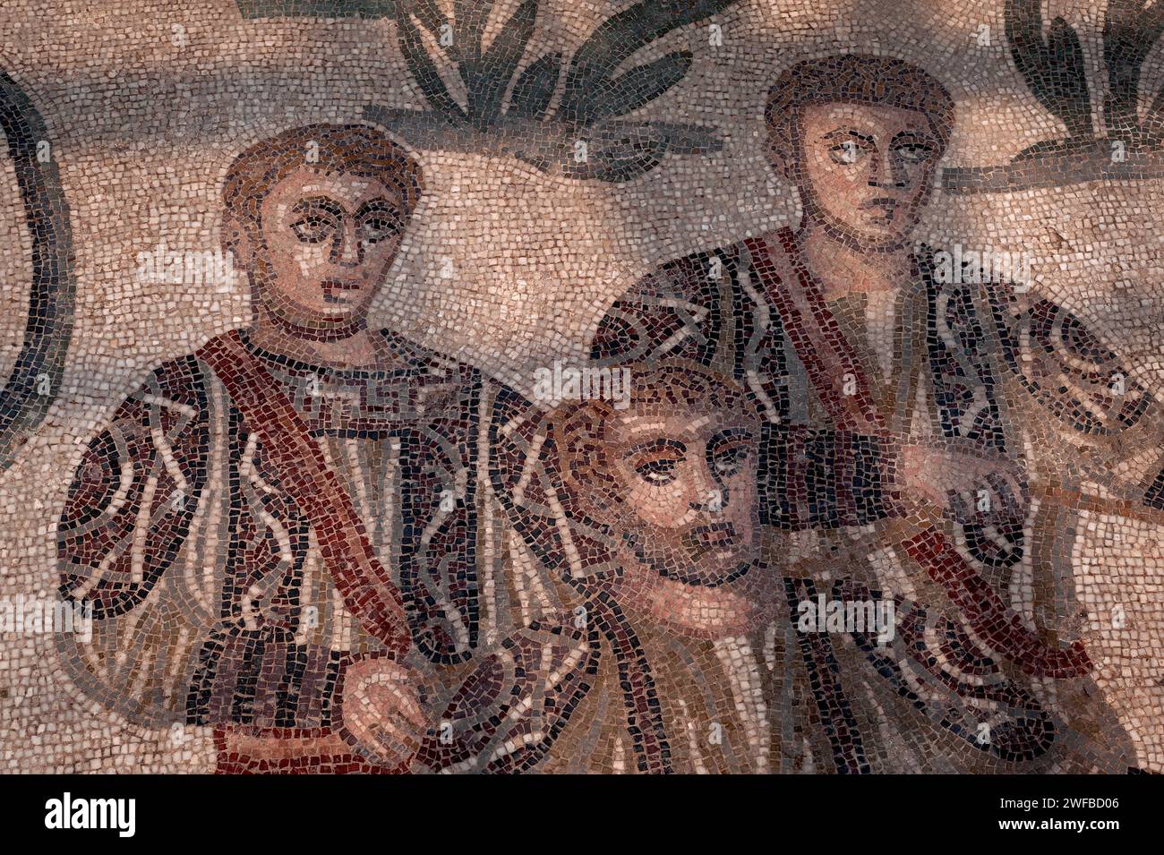Trio of hunters in uniform. Detail from Late Roman mosaic in the ...